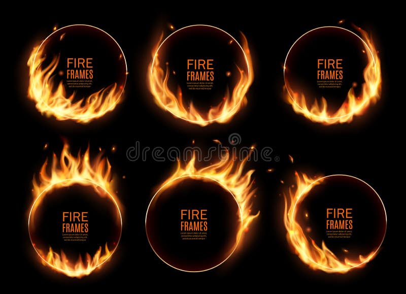 Fire Rings, Burning Vector Round Frames, Borders Stock Vector ...