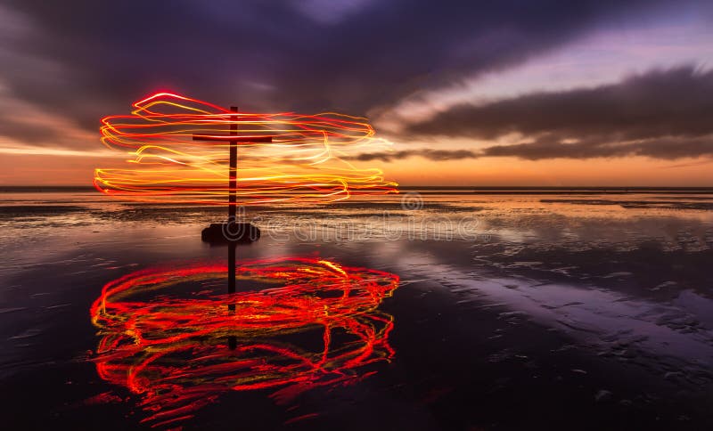 Fire Rings Cross stock photo. Image of christian, christianity - 68135782