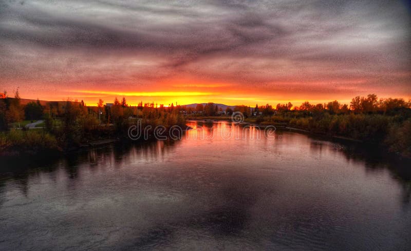 Fire and River stock image. Image of chena, fire, chenariver - 108415601