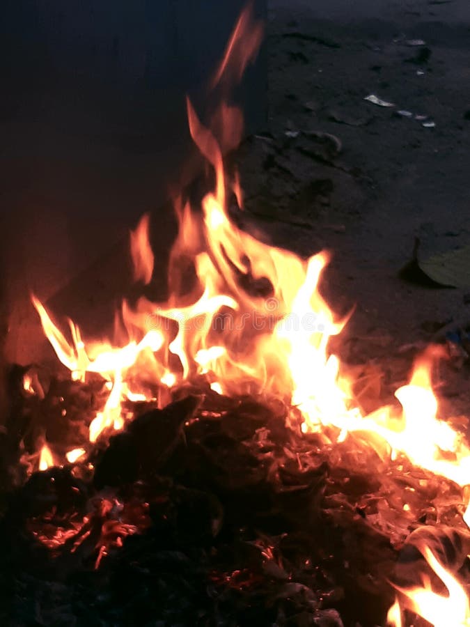 Fire on road stock photo. Image of campfire, screenshot - 179915554