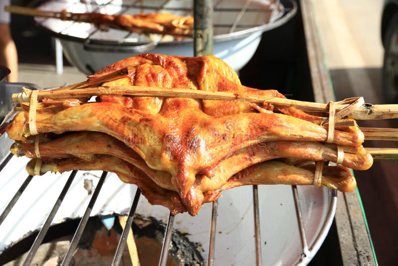 Fire Roasted Chicken and Grill Stock Photo - Image of north, thailand ...