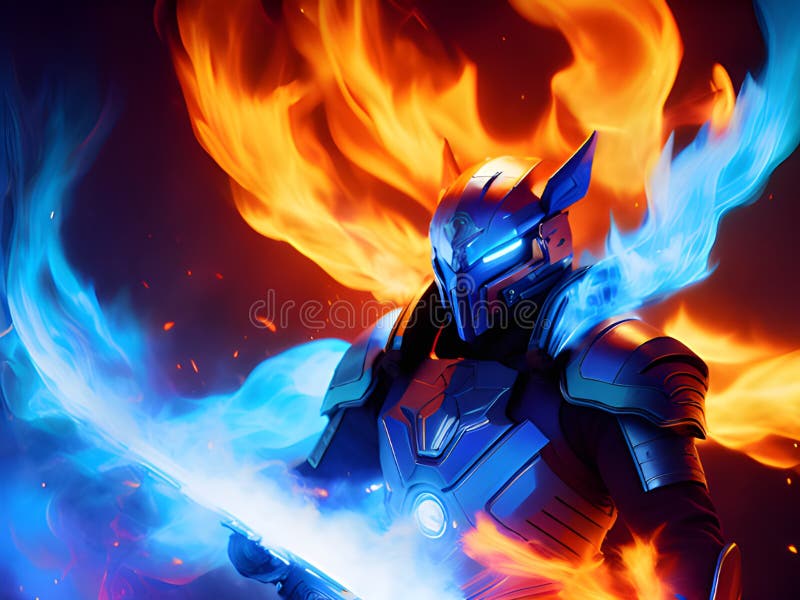 Fire Robot and Burning Flaming , AI Generated Stock Illustration ...