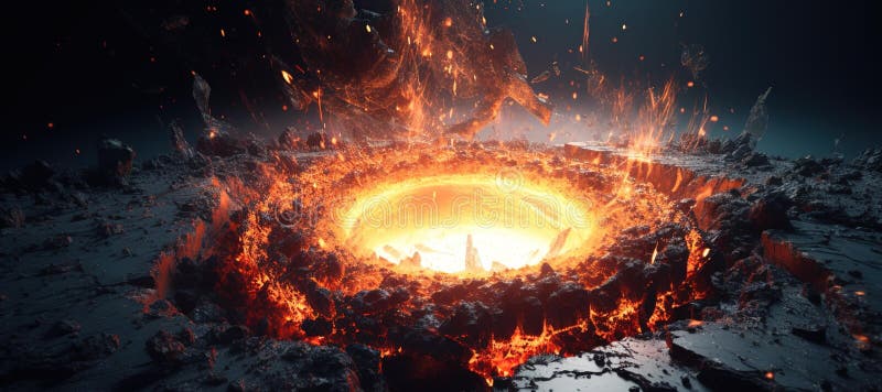 Fire Rock Hole Explosion Background, Burn, Flame Stock Illustration ...