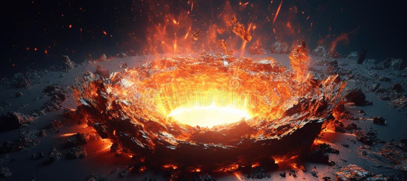 Fire Rock Hole Explosion Background, Burn, Flame Stock Illustration ...