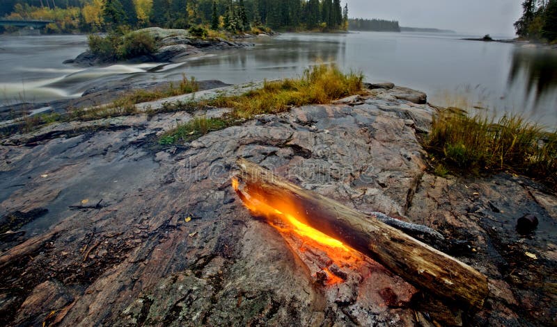 Fire on Rock Northern Canada Stock Photo - Image of wilderness ...