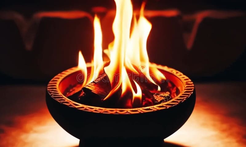 Fire in a Room with a Container Made of Clay Stock Video - Video of ...