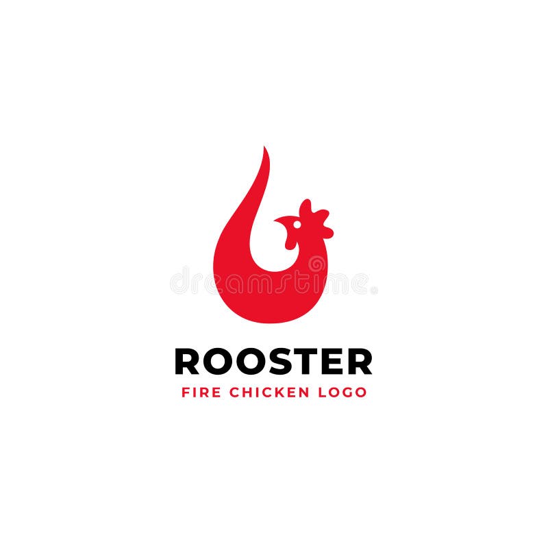 Fire Rooster Simple Logo Design Flame Chicken Illustration Stock ...