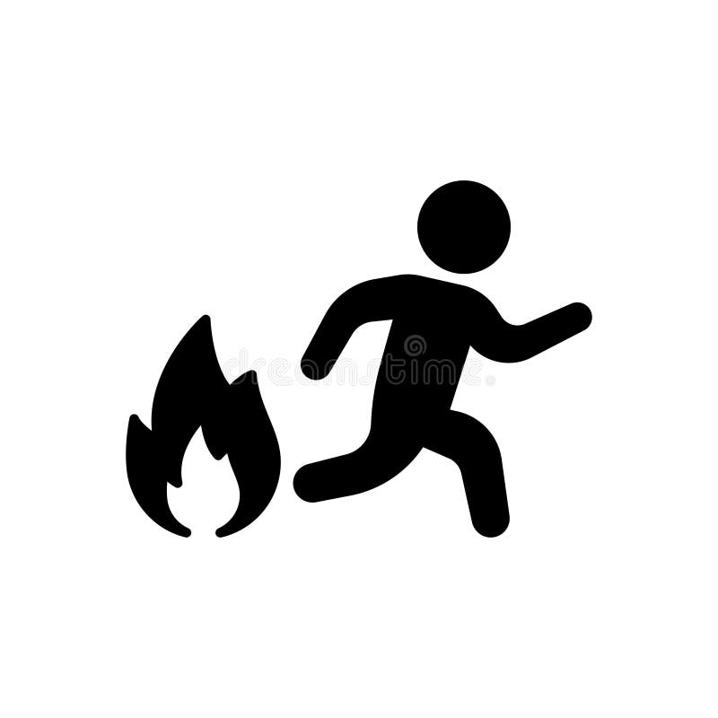 Fire running man stock vector. Illustration of silhouette - 81461494