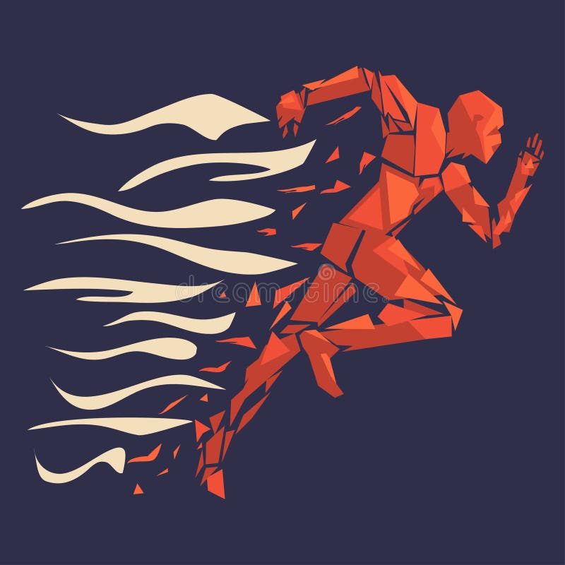 Fire running man stock vector. Illustration of isolated - 84995013