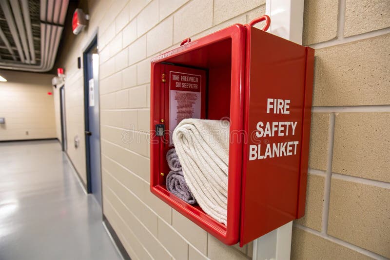 A Fire Safety Blanket in Its Red Container on a Wall Stock Illustration ...