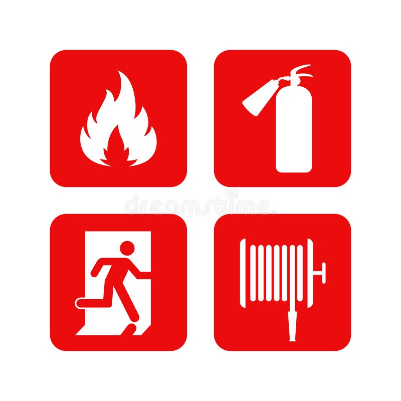Fire Safety Sign Collection. Fire Protection Sign Vector Collection ...
