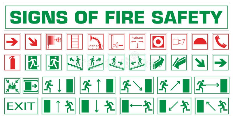 Fire Safety Signs. Meeting Point, Emergency Exit Stock Vector ...