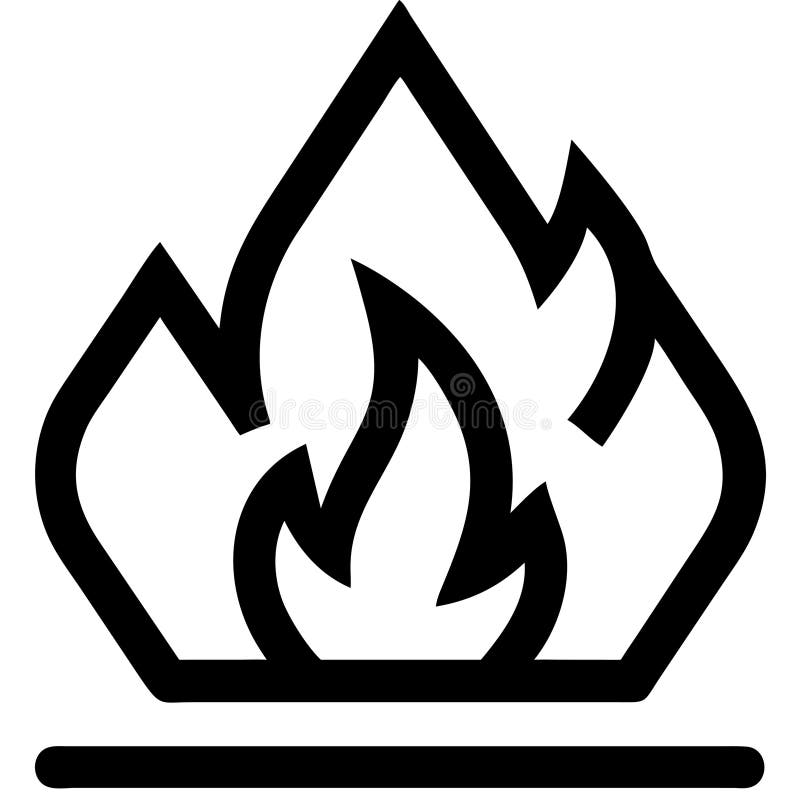 Fire Safety Symbol Vector Black Flame Illustration for Warning Signage ...