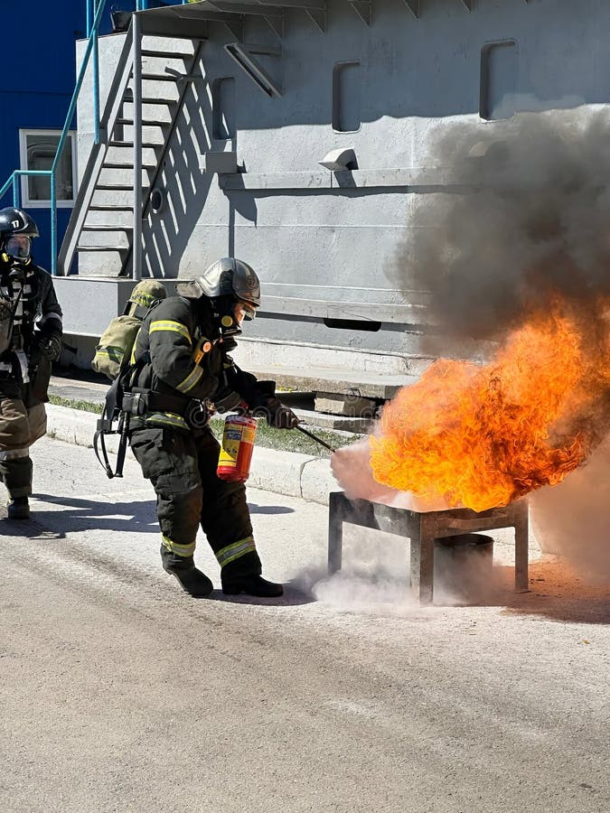 Firefighter Training in Action: Emergency Response Drills Stock Image ...