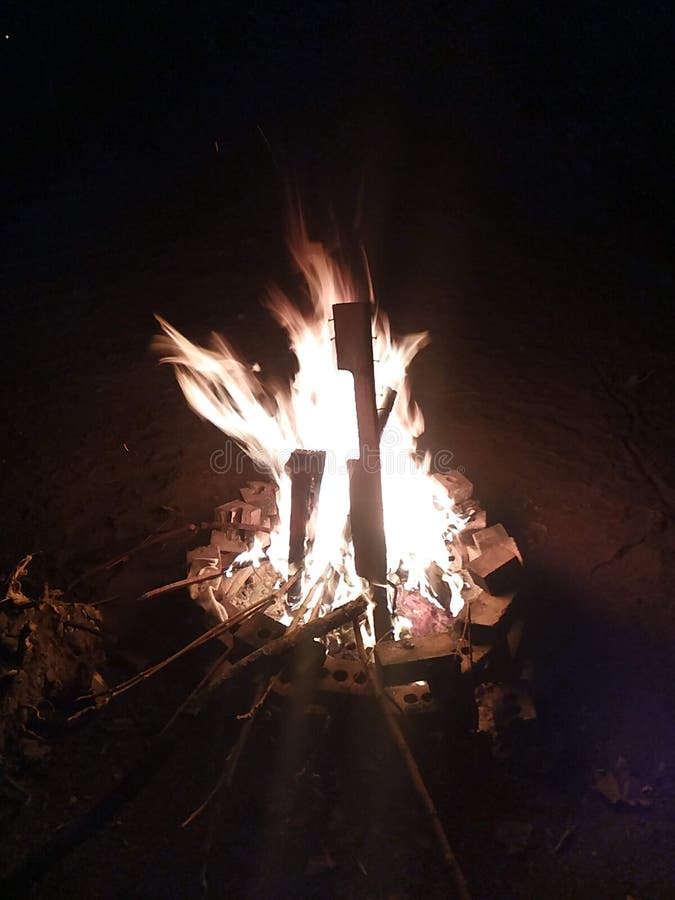 Fire scene stock photo. Image of scene, serenity, night - 169541992