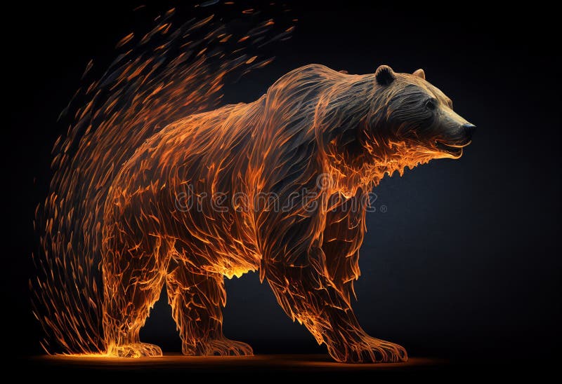 Fire Sculpture of a Bear in the Stock Market. AI Generated Stock ...