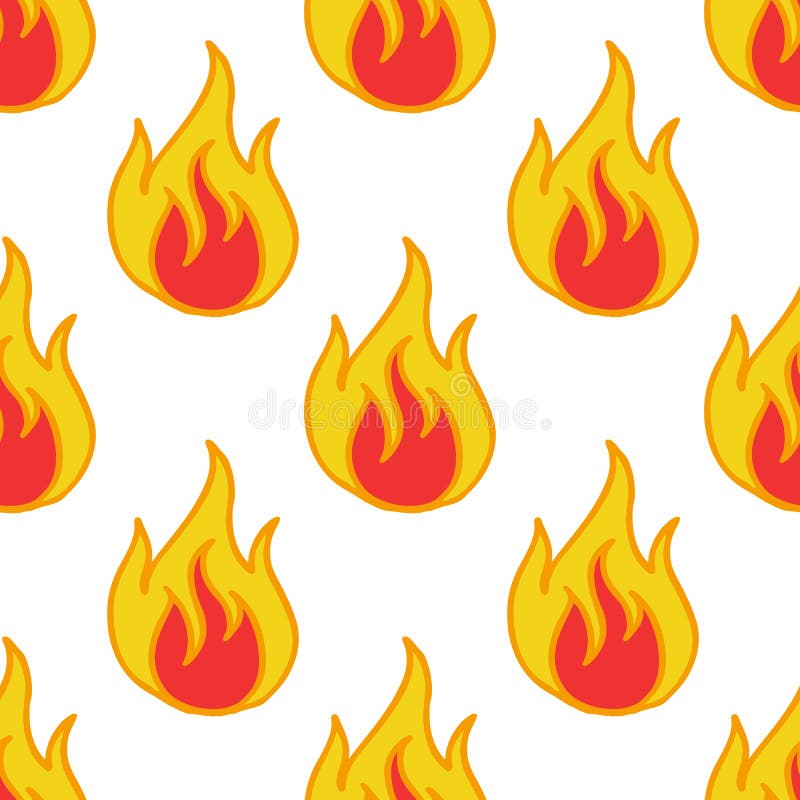 Fire Seamless Doodle Pattern Stock Illustration - Illustration of ...