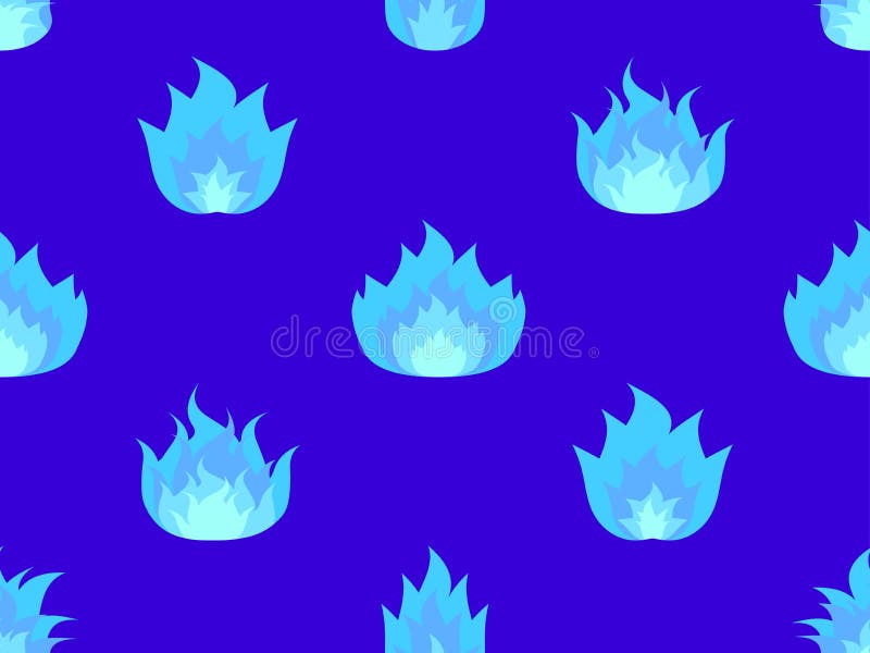 Fire Seamless Pattern. Blue Flame in a Flat Style on a Blue Background ...
