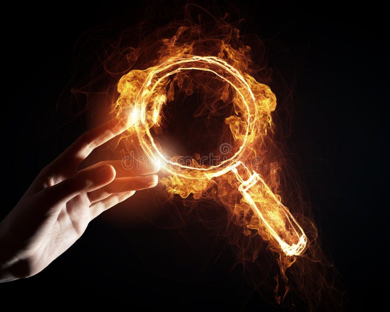 Fire search icon stock photo. Image of magnifying, graphic - 64508606