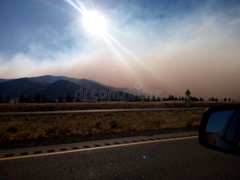 Fire Season Sunny Smokedrive Stock Image - Image of sunny, smoke: 232530049