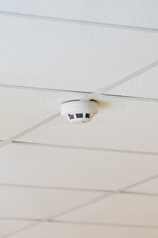 Fire Sensor. the Sensor is Mounted on the Ceiling in the Office Space ...