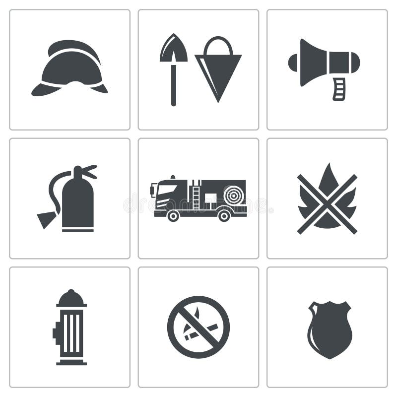 Fire Service icons set stock illustration. Illustration of mask - 42491203