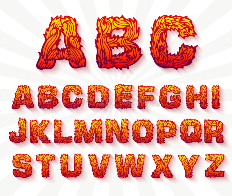 Fire Set Font Alphabet Text on a Whitebackground Concept. Vector Design ...