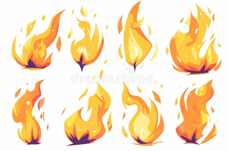 Fire Set Isolated Vector Style Stock Vector - Illustration of blaze ...