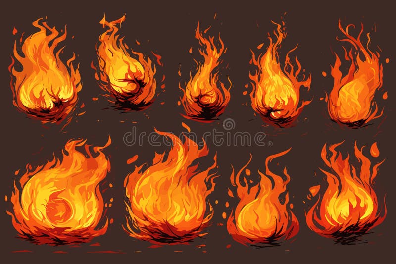 Fire Set Vector Isolated Vector Style Illustration Stock Vector ...