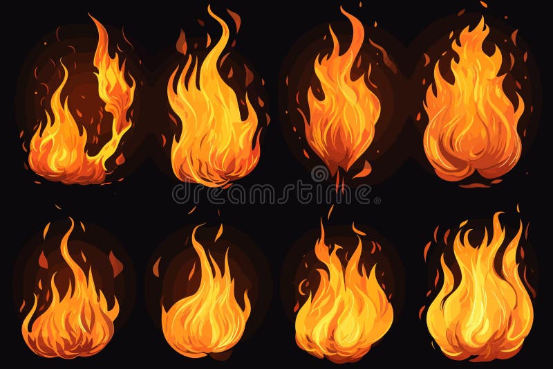 Fire Set Vector Isolated Vector Style Illustration Stock Vector ...