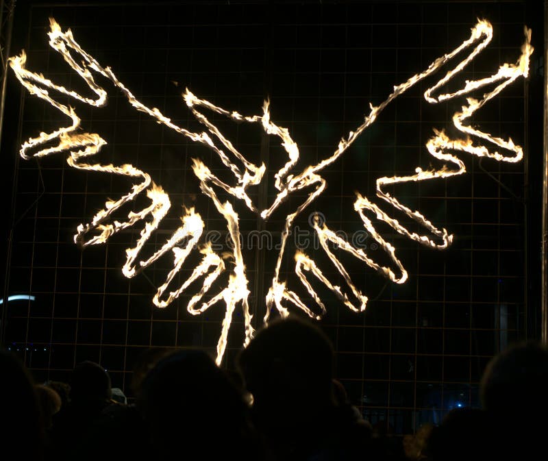 Fire in the Shape of Bird Spreading Its Wings Stock Image - Image of ...