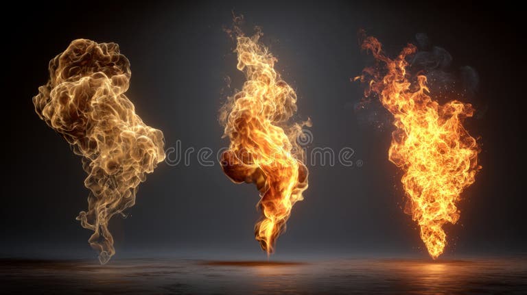 Fire Shape, Wide Torch Flame Flickering Upward with Natural Variations ...