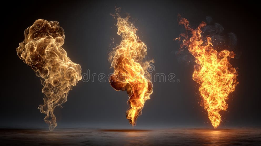 Fire Shape, Wide Torch Flame Flickering Upward with Natural Variations ...