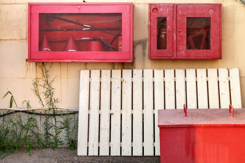 Firefighting Box with Sand in Underground Parking of Modern Building ...