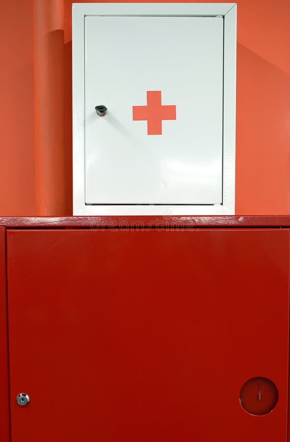 Fire Shield and First Aid Box on the Wall Editorial Stock Photo - Image ...