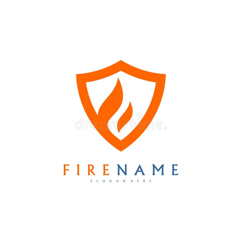 Fire Shield Logo Design Element. Fire Warning Sign Shield Stock ...