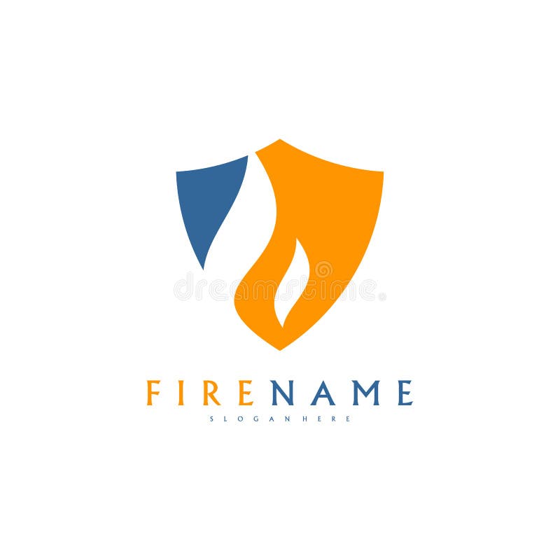Fire Shield Logo Design Element. Fire Warning Sign Shield Stock ...