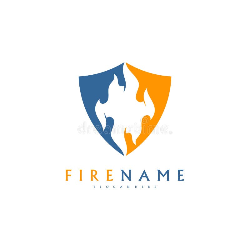 Fire Shield Logo Design Element. Fire Warning Sign Shield Stock ...