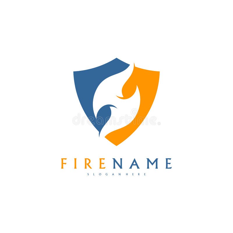 Fire Shield Logo Design Element. Fire Warning Sign Shield Stock ...