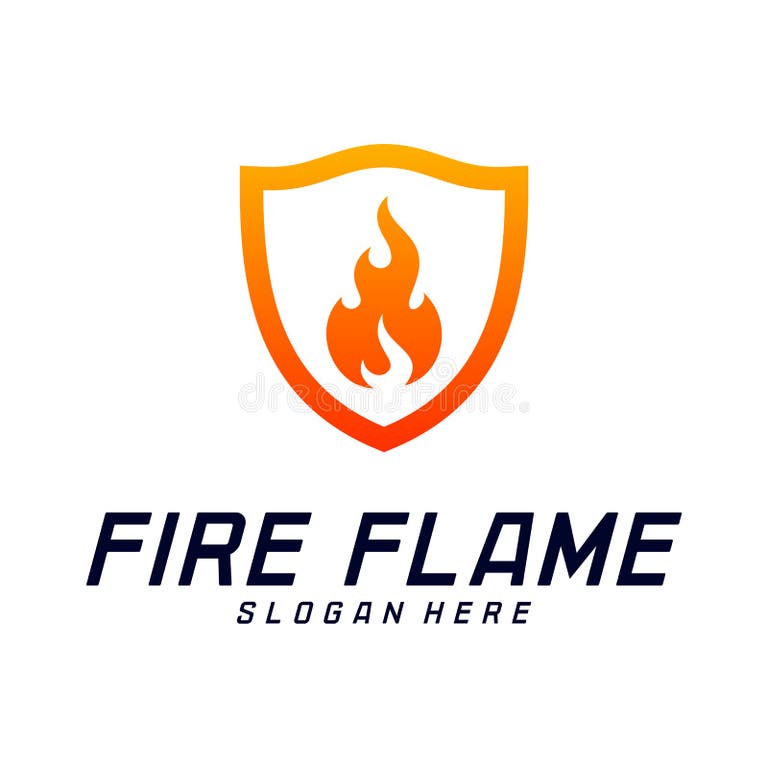 Fire Shield Logo Design Vector Template. Shield Fire Logo Concept Stock ...