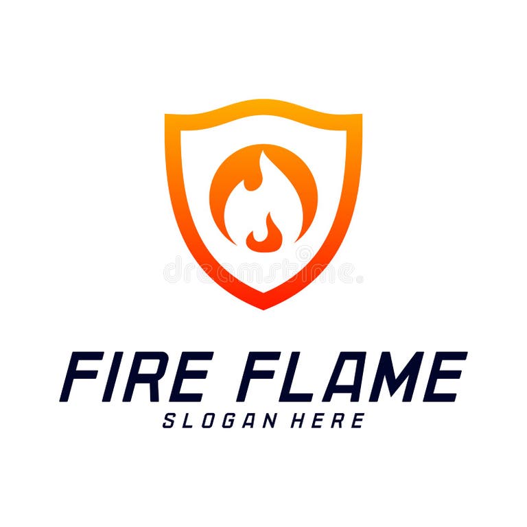 Fire Shield Logo Design Vector Template. Shield Fire Logo Concept Stock ...