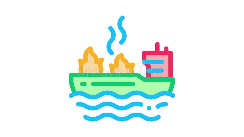 Fire on Ship Icon Animation Stock Footage - Video of graphic, boat ...