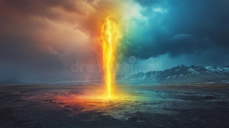 A Fire is Shooting Out of the Ground in the Middle of a Field Stock ...