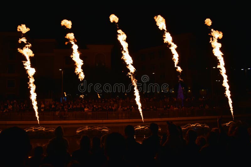 Fire Shooting Up from a River Sculpture Stock Photo - Image of ...