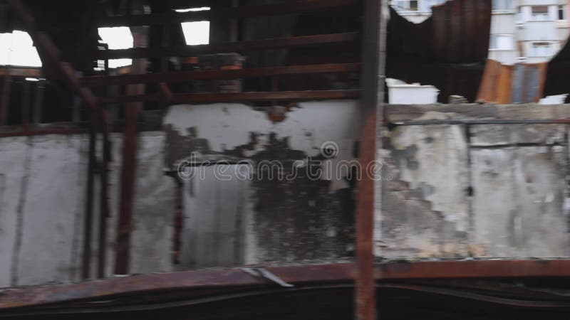 The Store Burned Down after a Fire. Remains of an Outdoor Dining Area ...