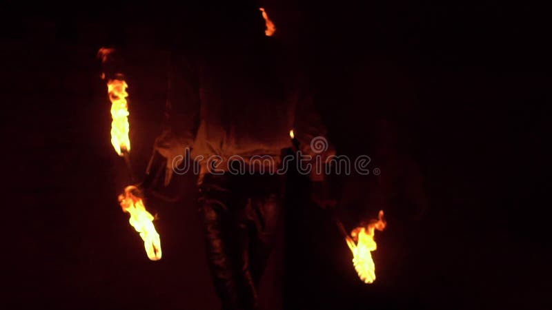 Fire Show Breather Spitting Flame. Slow Motion Stock Video - Video of ...