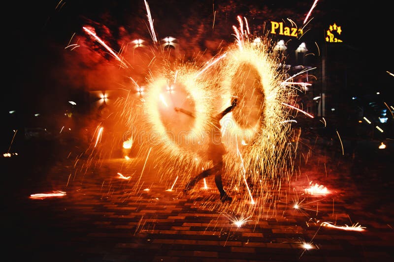 Fire show editorial image. Image of perform, people, festival - 47596200