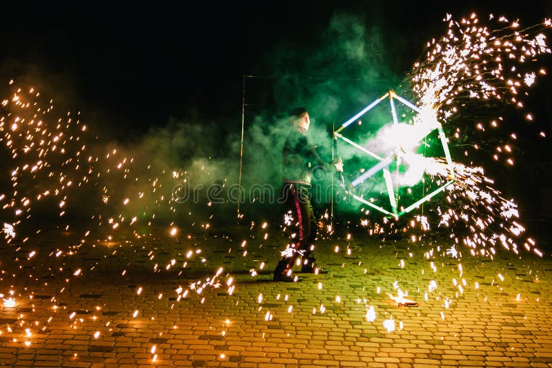 Fire Show, Burning Objects, Performance, Show Program Stock Image ...