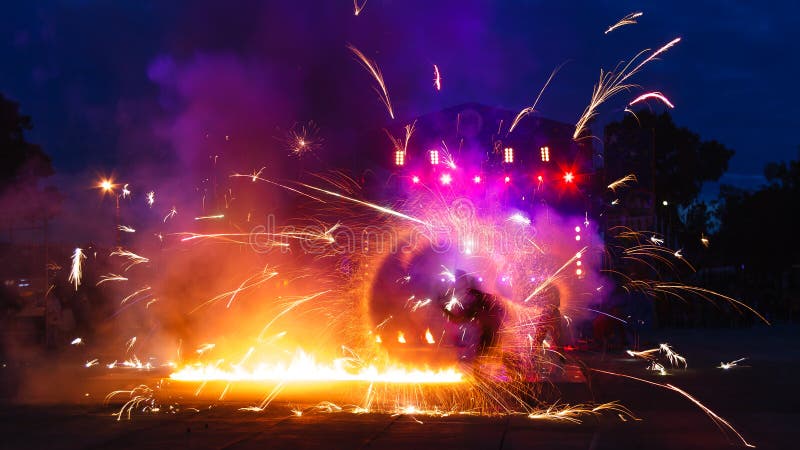 Fire show stock image. Image of colored, dance, bizarre - 80193139