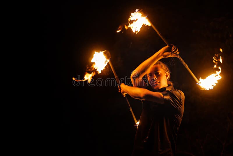 Fire staff stock photo. Image of ceremonial, juggler - 20352604